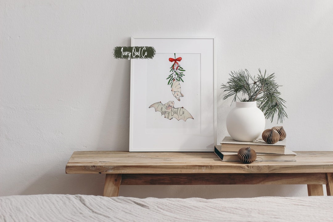 Cozy Christmas Bat Print - Etsy