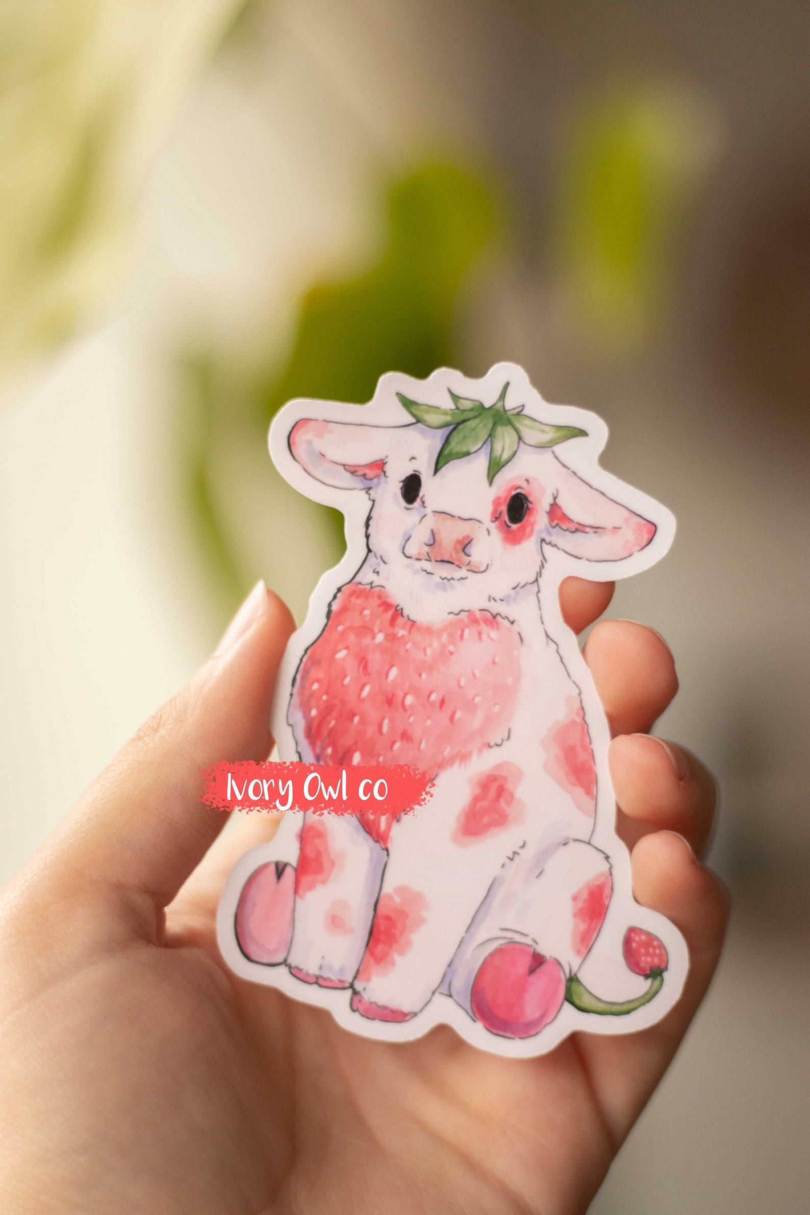 Strawberry Cow Sticker - Etsy