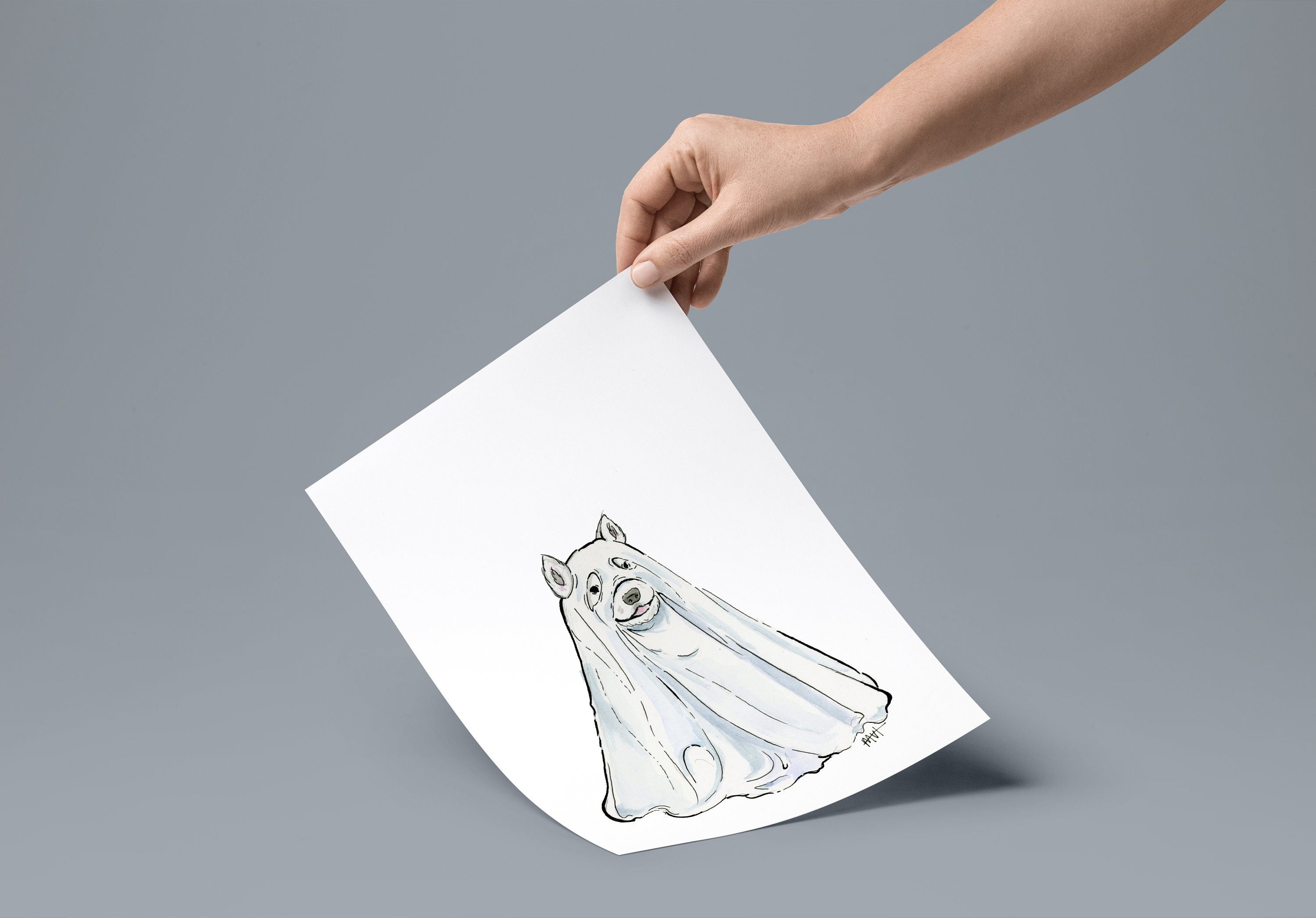 Spooky Ghost Dog Print - Etsy