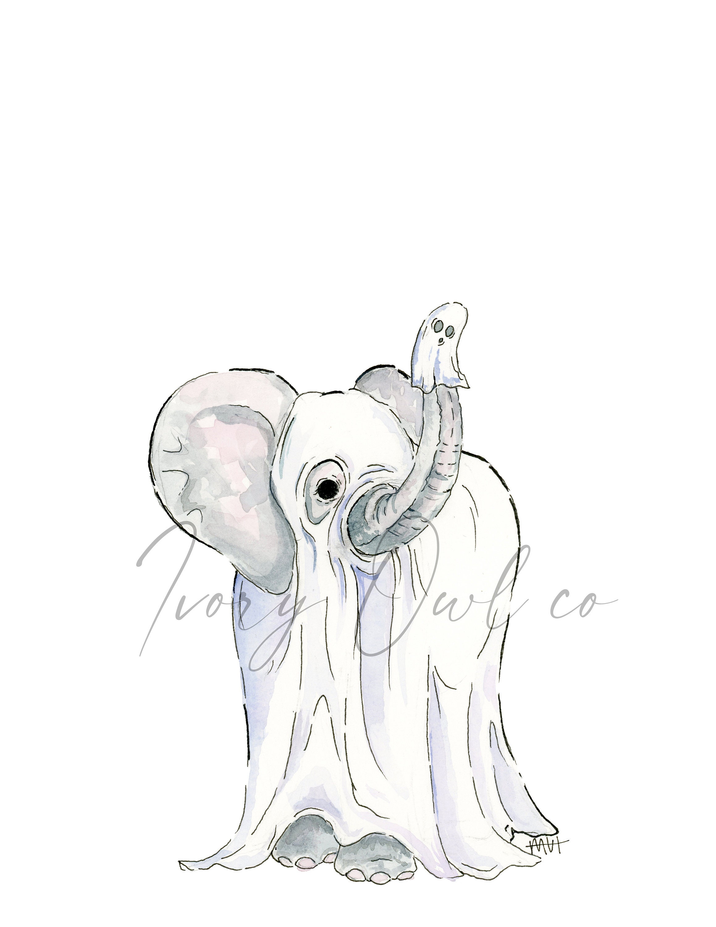 Spooky Ghost Elephant Print | Etsy UK