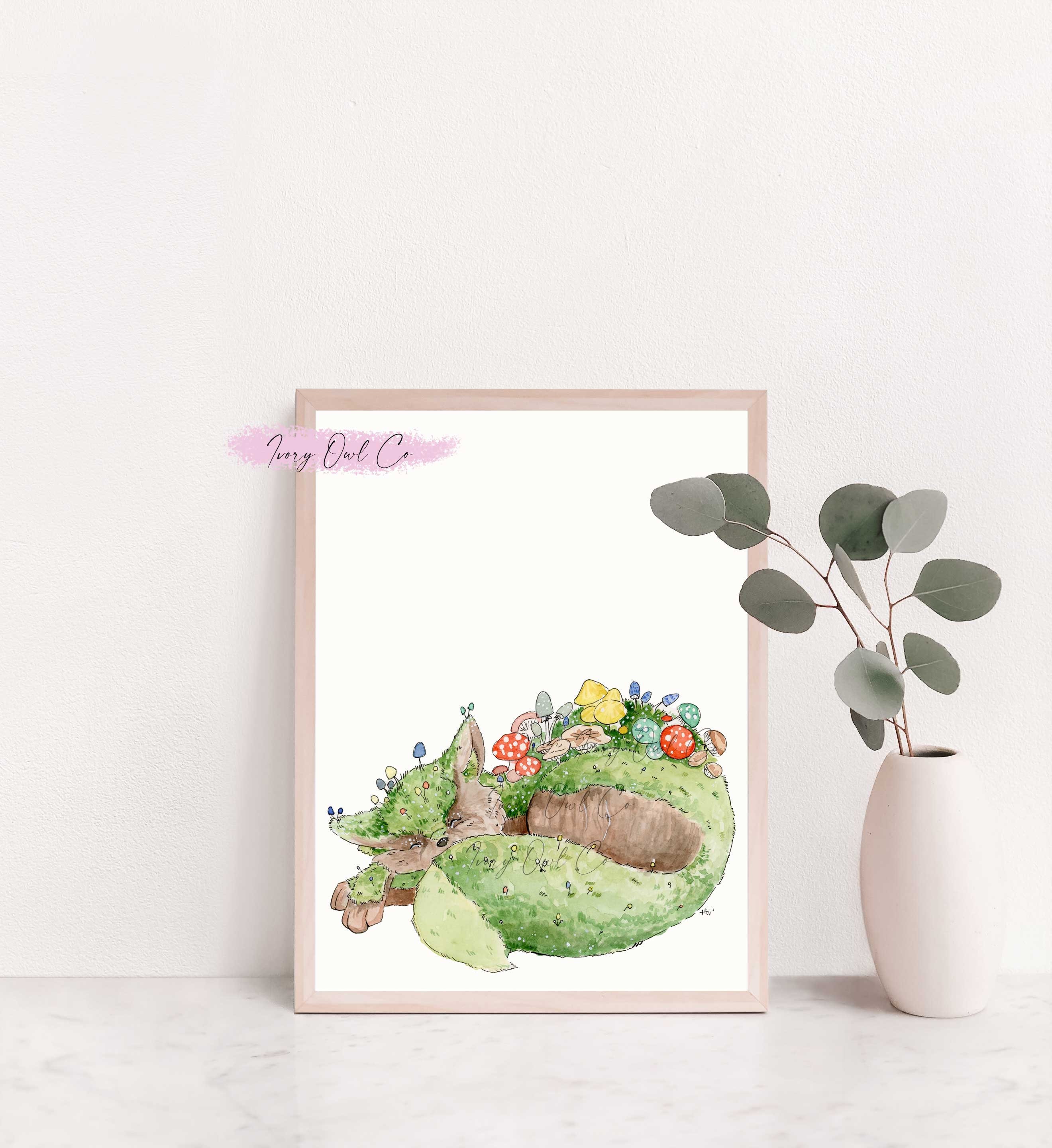 Mushroom Fox Print - Etsy
