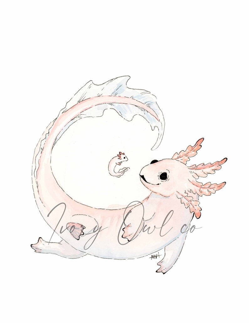 Watercolor Axolotl Print | Etsy
