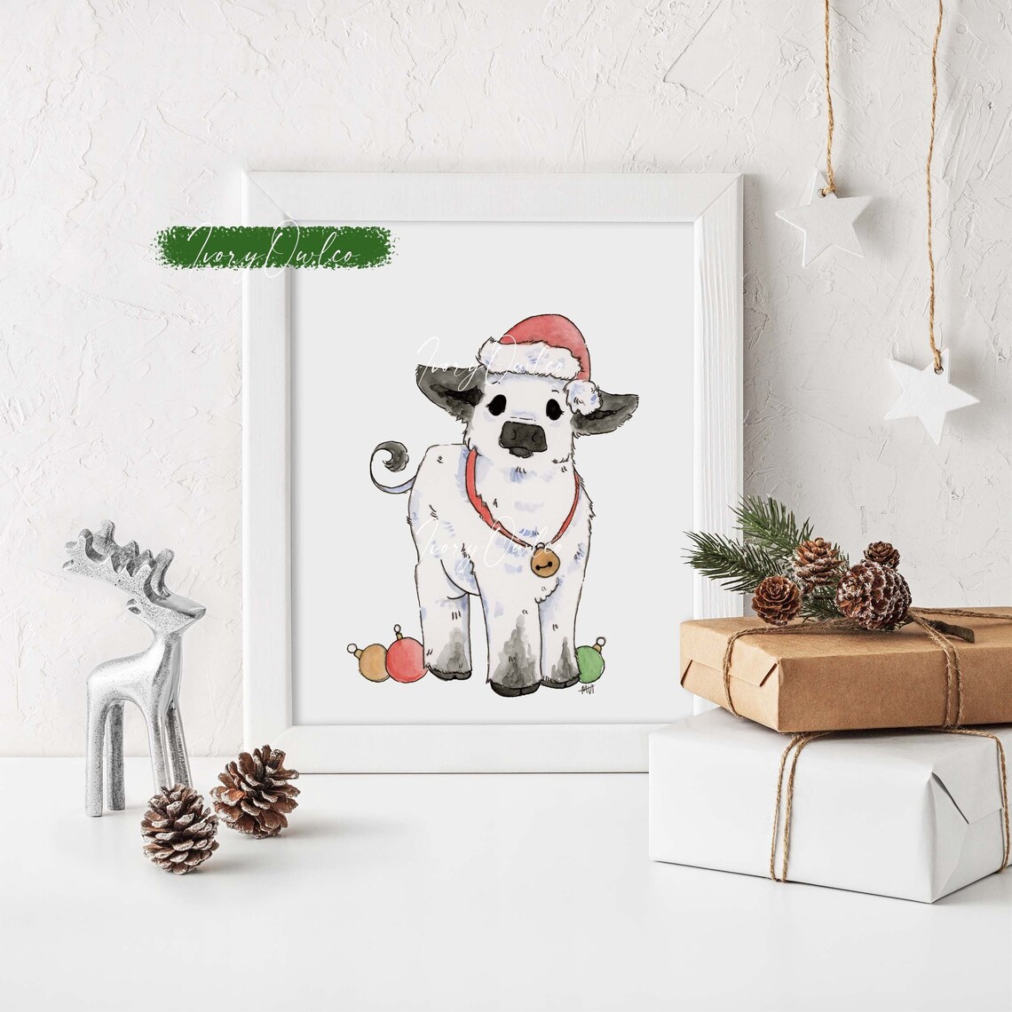 Cozy Christmas Cow Print - Etsy