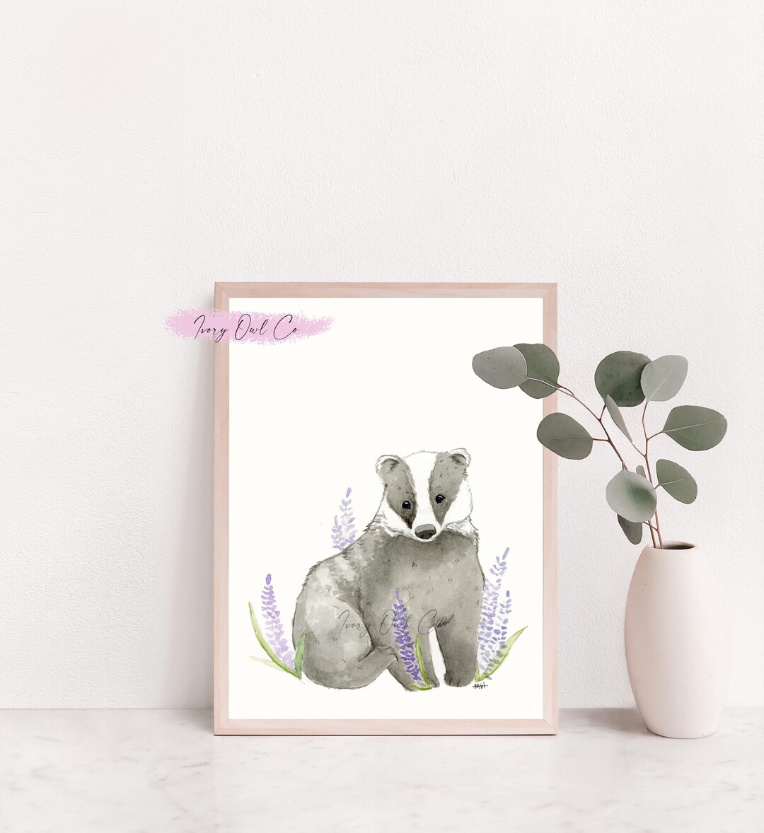 Watercolor Badger Print - Etsy