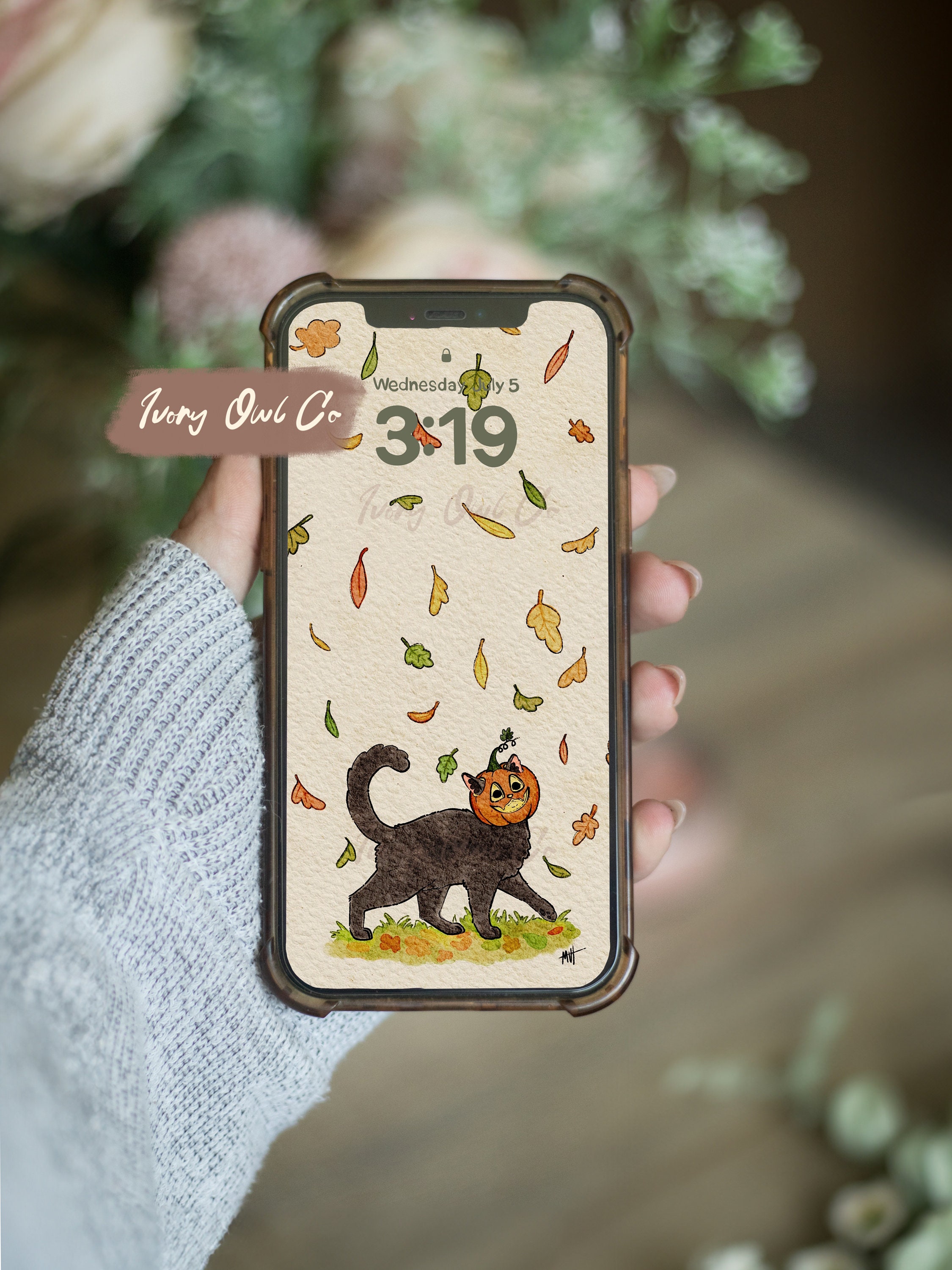 Black Pumpkin Cat Wallpaper (digital Download) - Etsy
