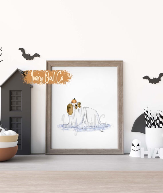 Spooky Ghost Capybara Print - Etsy