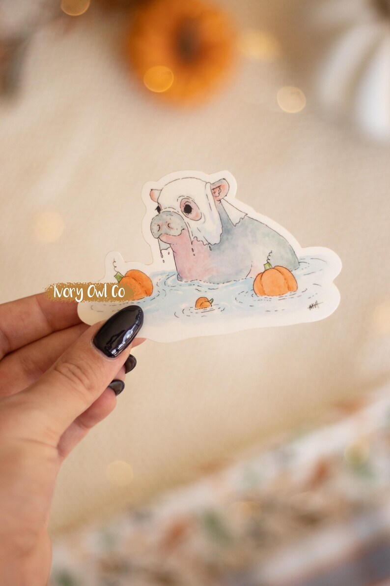 Spooky Ghost Hippo Sticker - Etsy