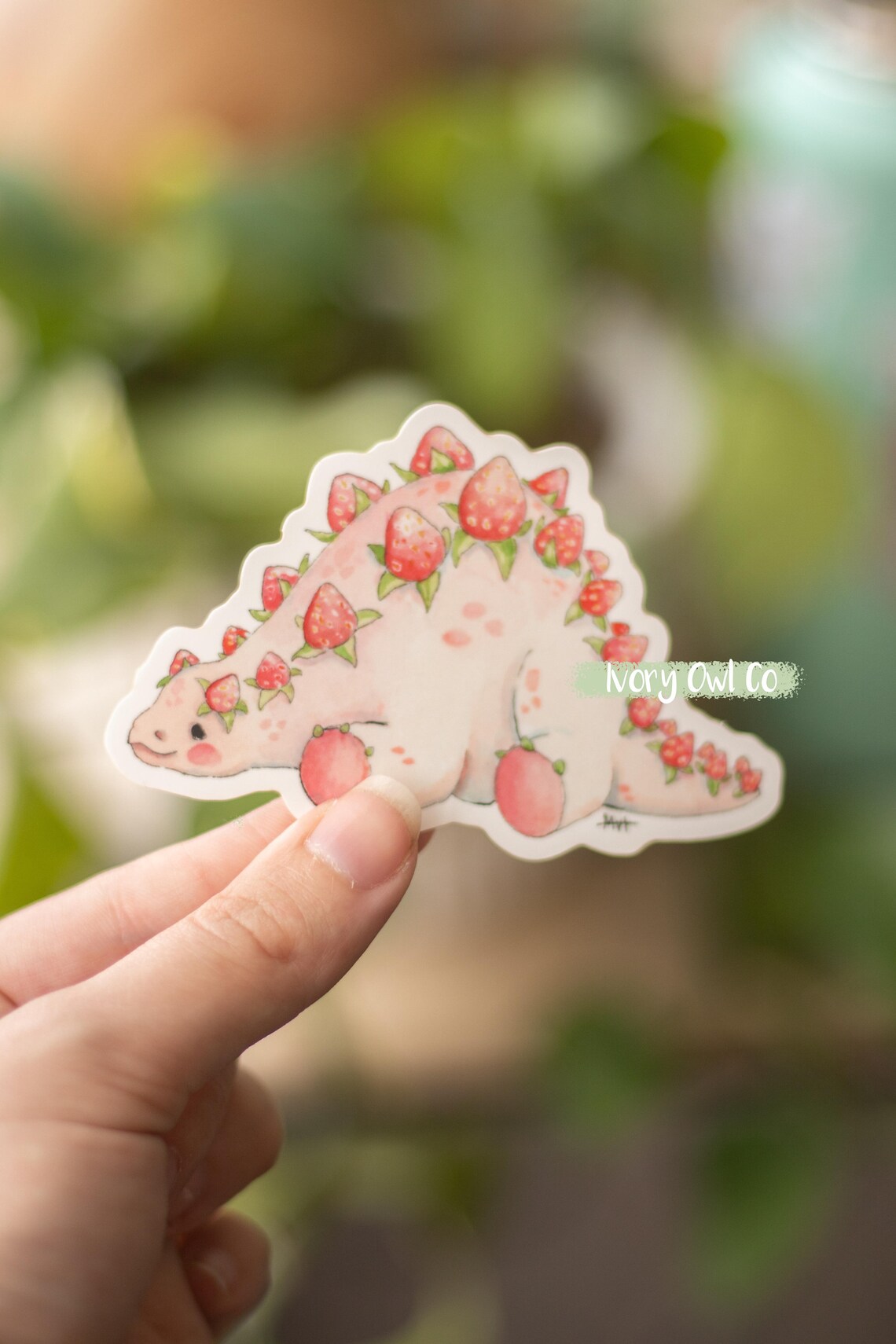Strawberry Dino Sticker - Etsy