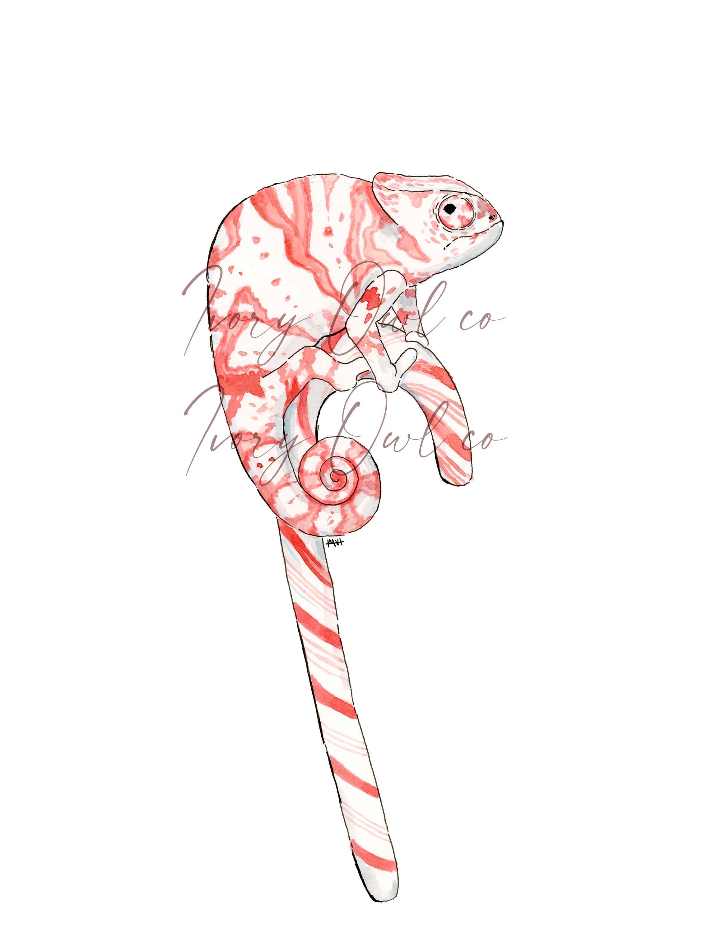 Cozy Christmas Chameleon Print - Etsy