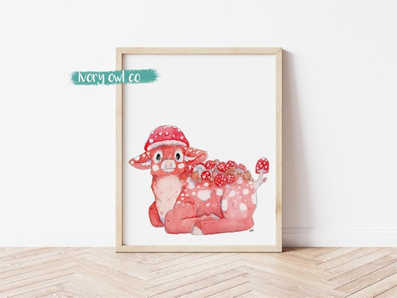 Mushroom Cow Print - Etsy