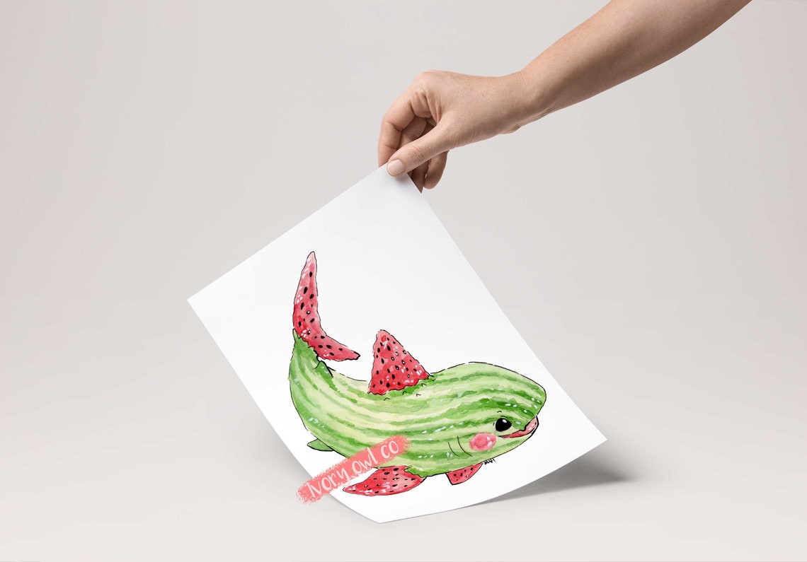 Watermelon Shark Print - Etsy