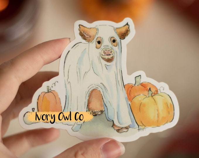 Spooky Ghost Cow Sticker | Etsy