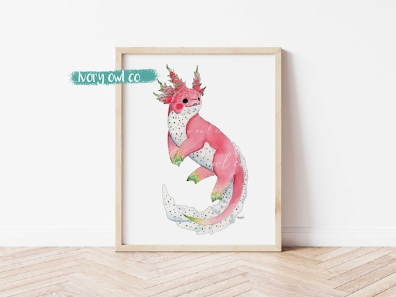 Dragonfruit Axolotl Print - Etsy