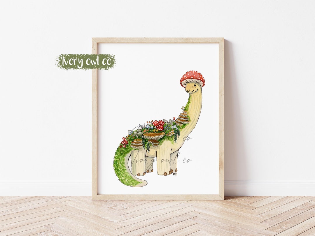 Mushroom Dino Print - Etsy