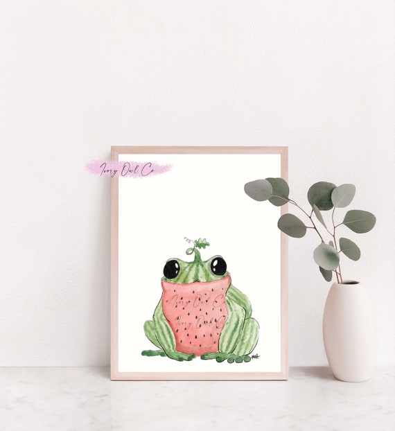 Watermelon Frog Print - Etsy