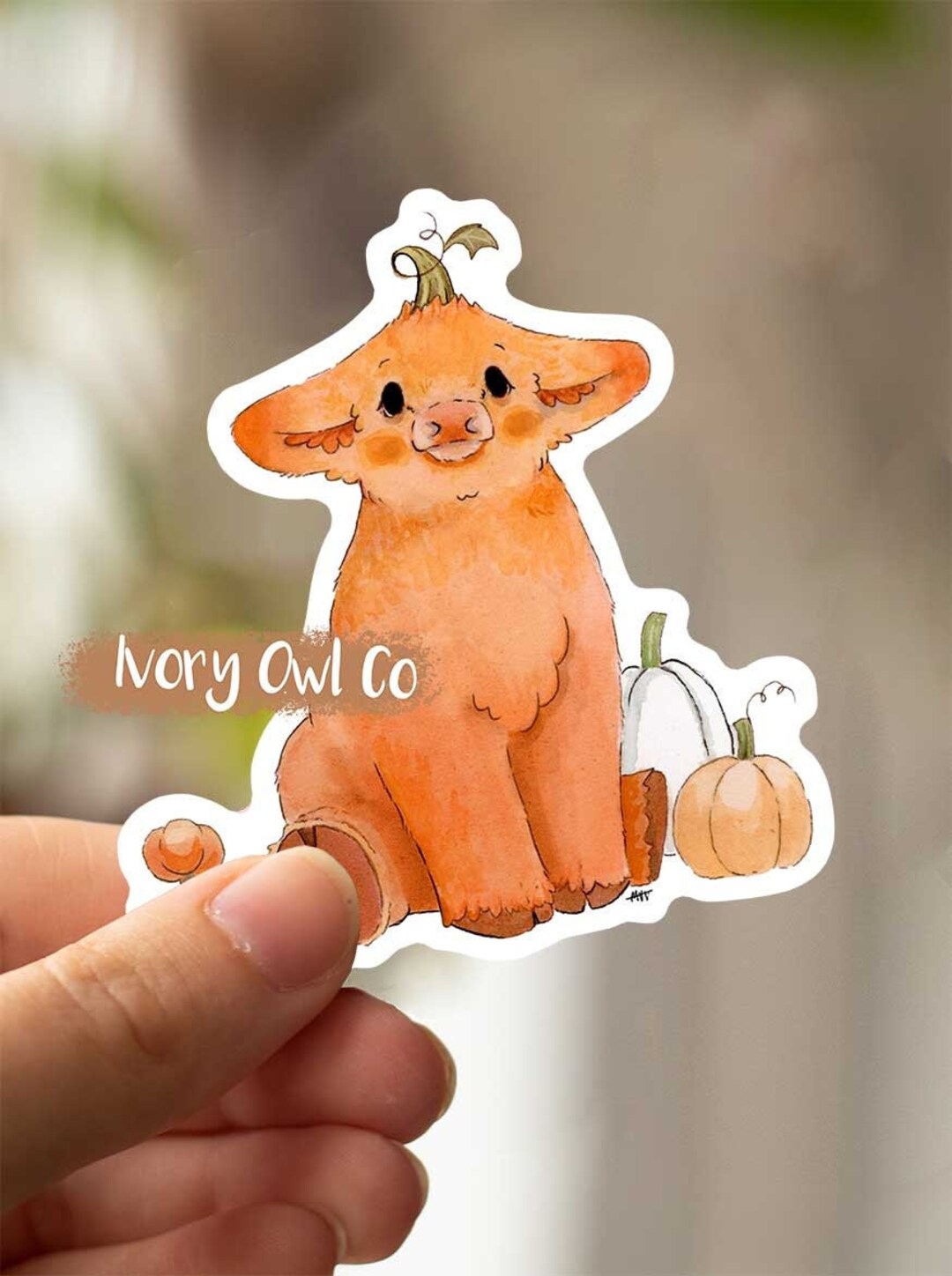 Pumpkin Cow Sticker - Etsy