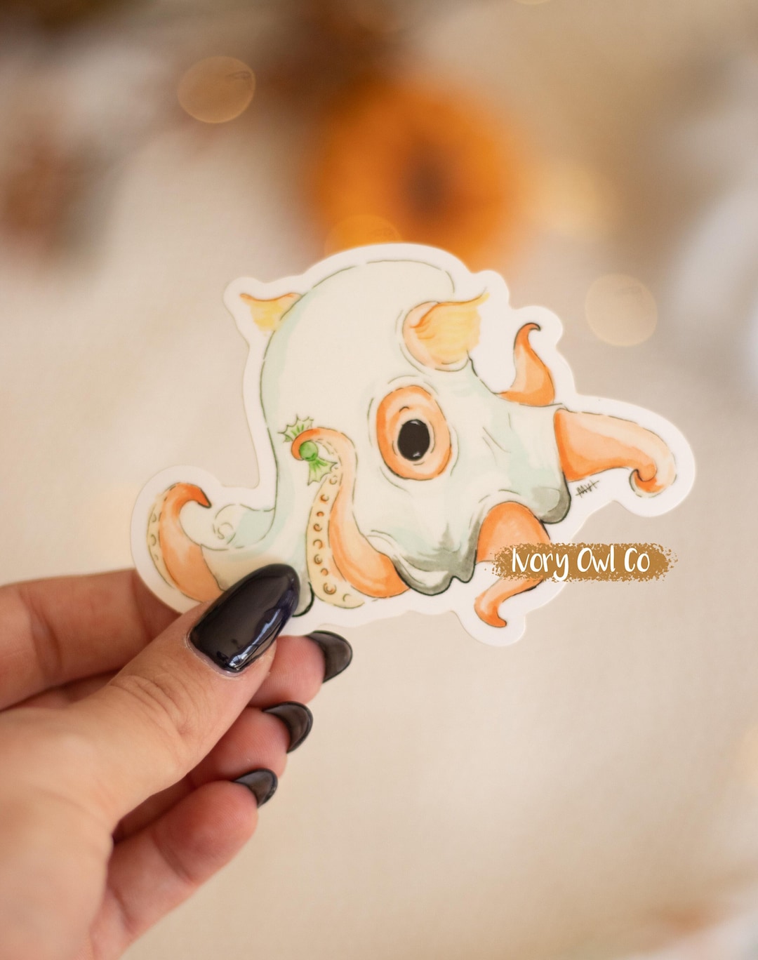 Spooky Ghost Octopus Sticker - Etsy