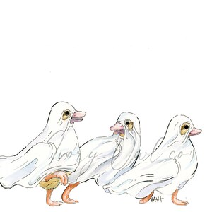Spooky Ghost Ducklings Print - Etsy