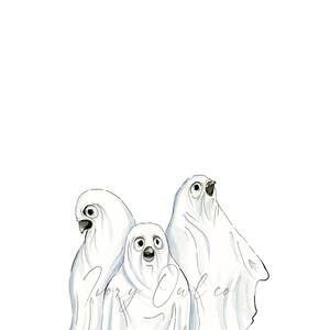 Spooky Ghost Penguins Print - Etsy