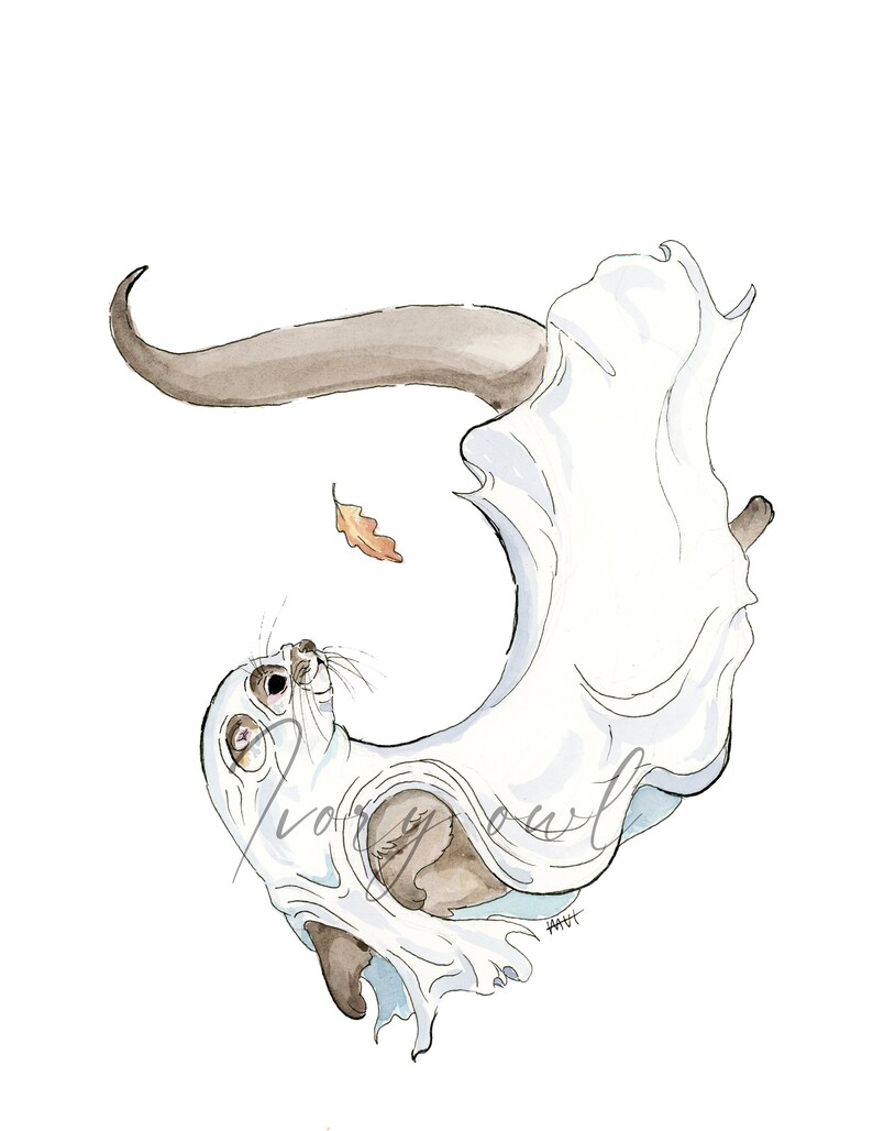 Spooky Ghost Otter Print - Etsy