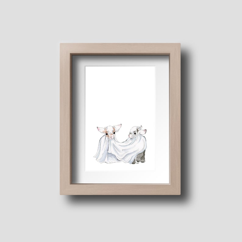 Spooky Ghost Goats Print - Etsy
