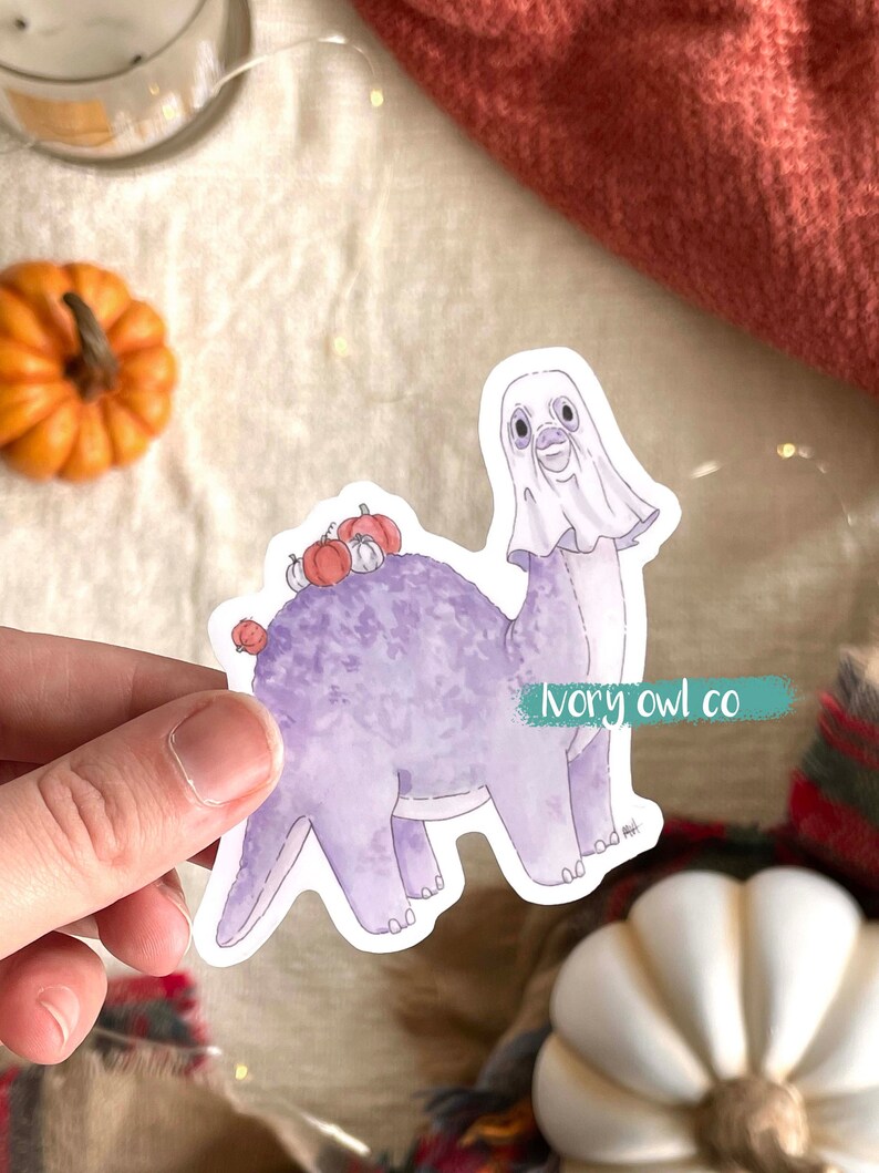 Spooky Ghost Purple Dino Sticker - Etsy