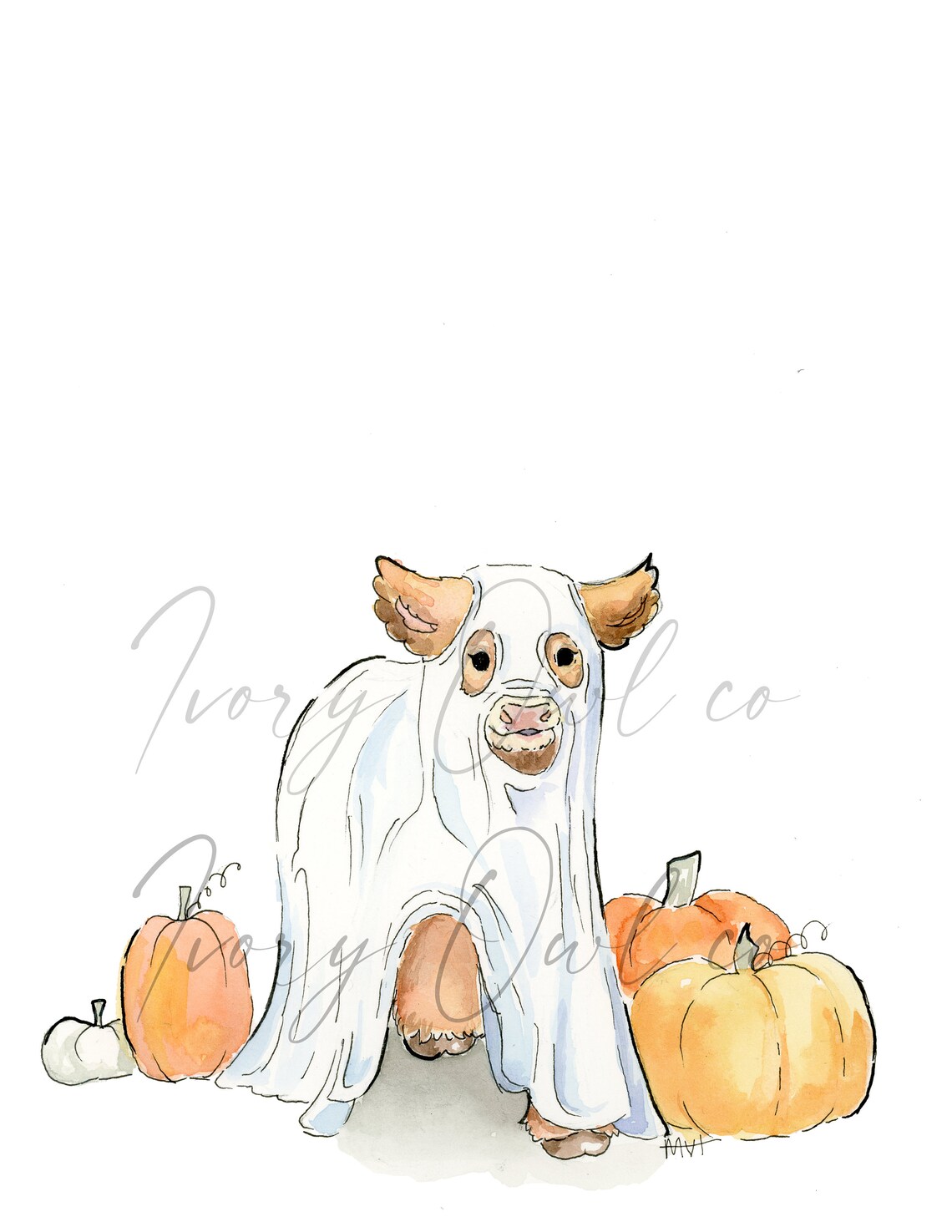 Spooky Ghost Cow Print - Etsy