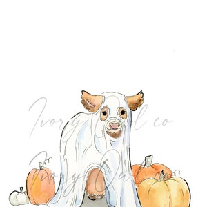 Spooky Ghost Cow Print - Etsy