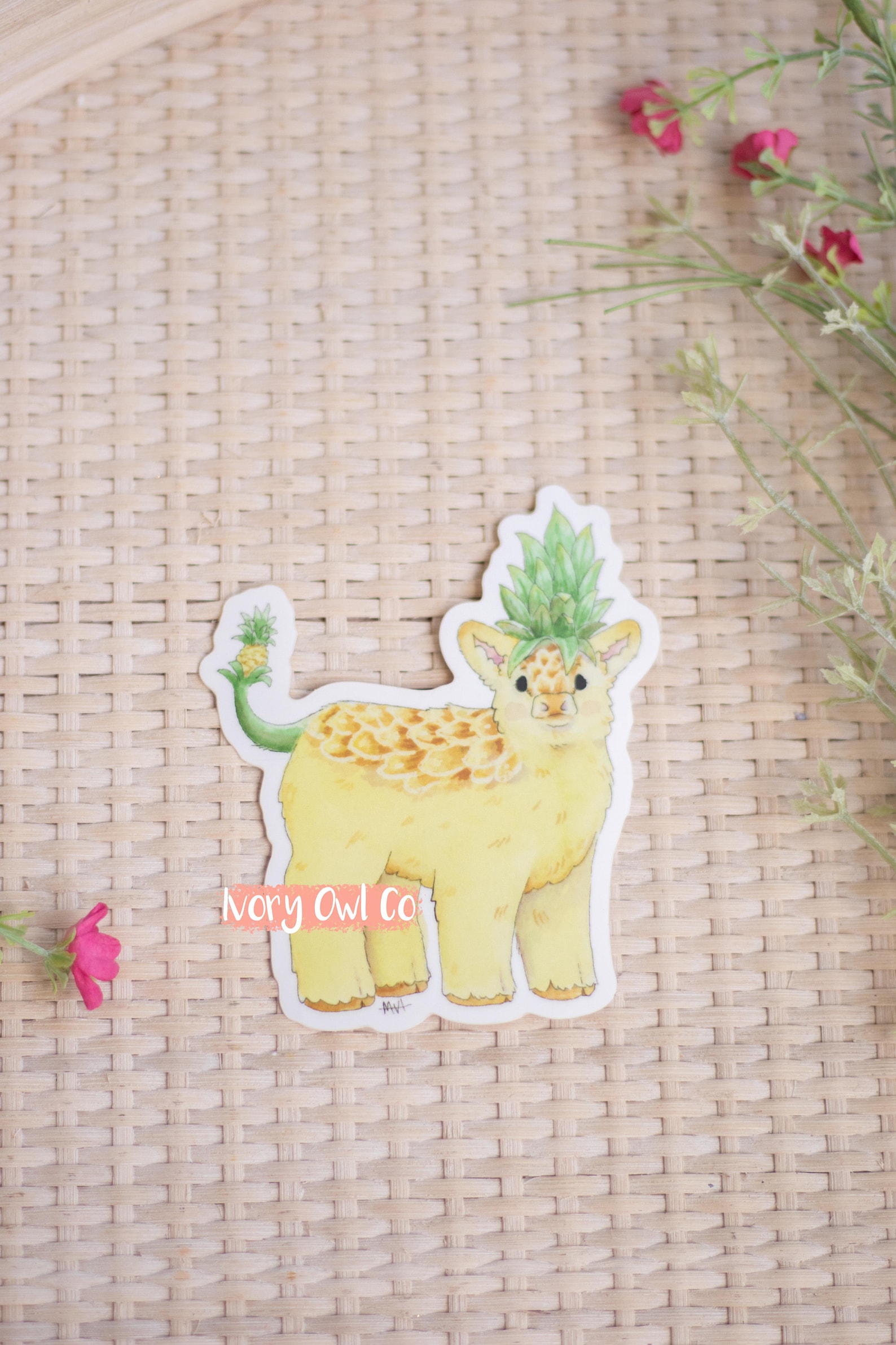 Pineapple Cow Sticker - Etsy