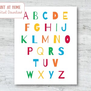 Colorful ABC, Bright Alphabet Printable, Instant Print, Nursery Print ...