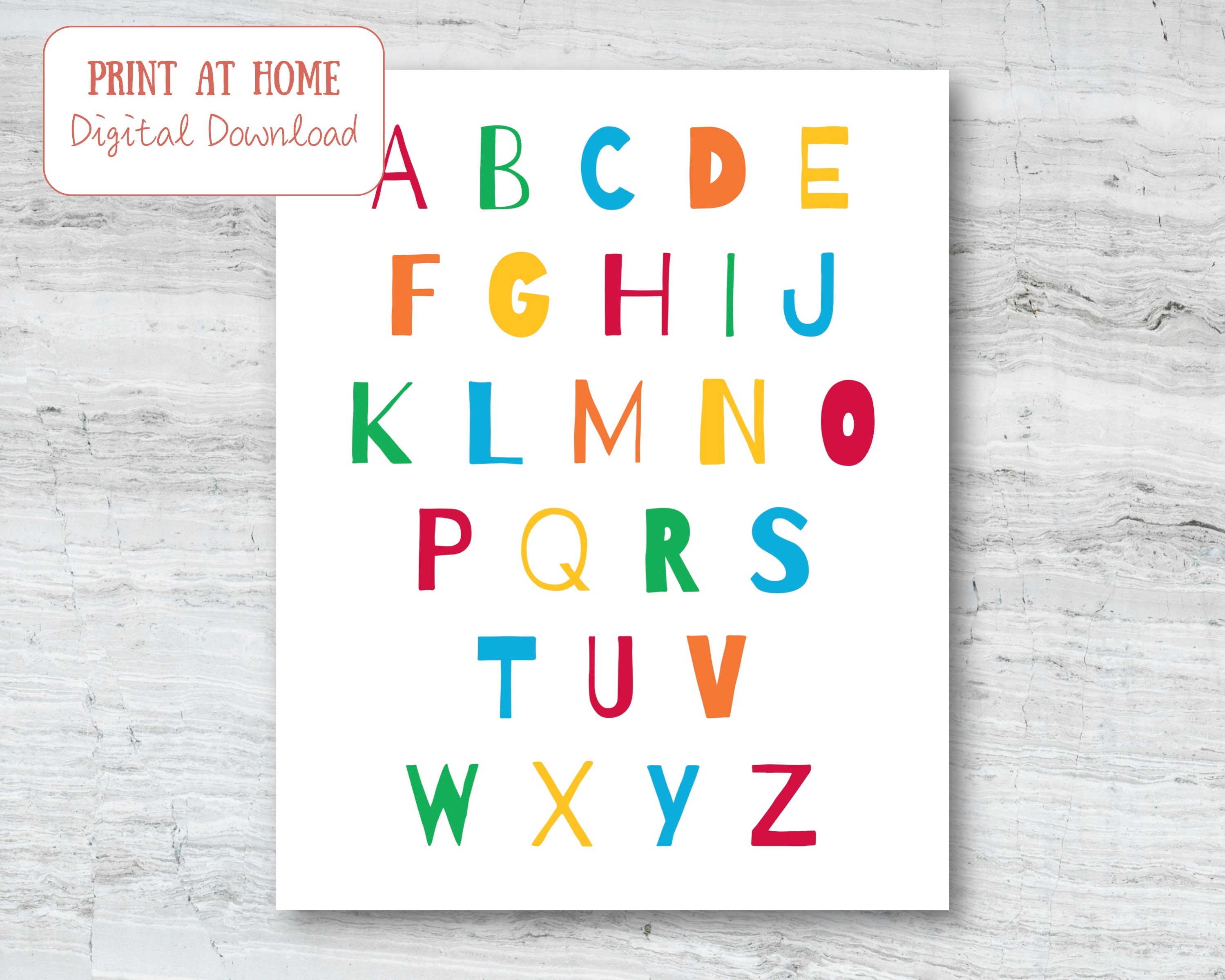 Colorful ABC, Bright Alphabet Printable, Instant Print, Nursery Print ...