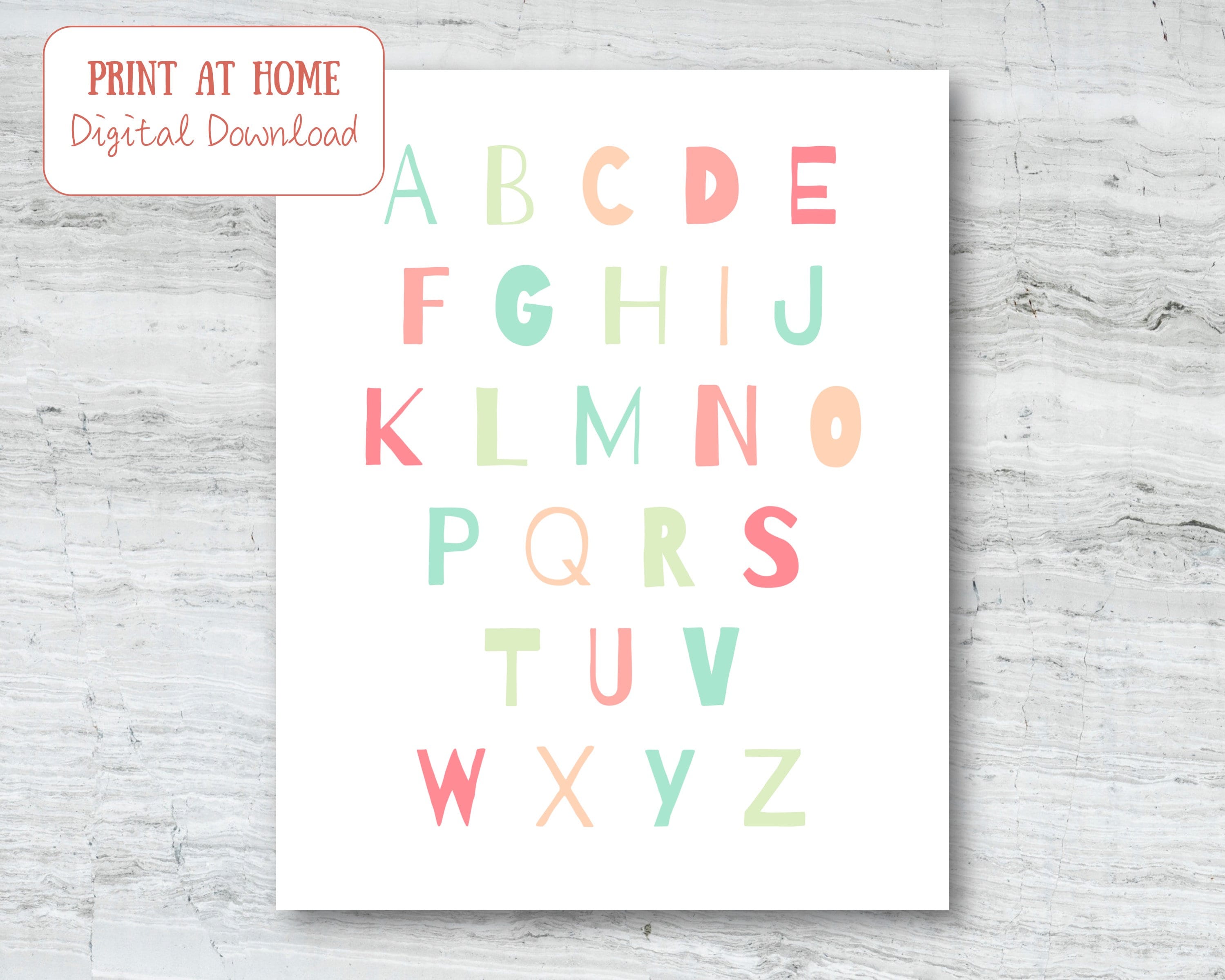 Pastel ABC Printable, Digital Download, Alphabet Printable, Pastel ...