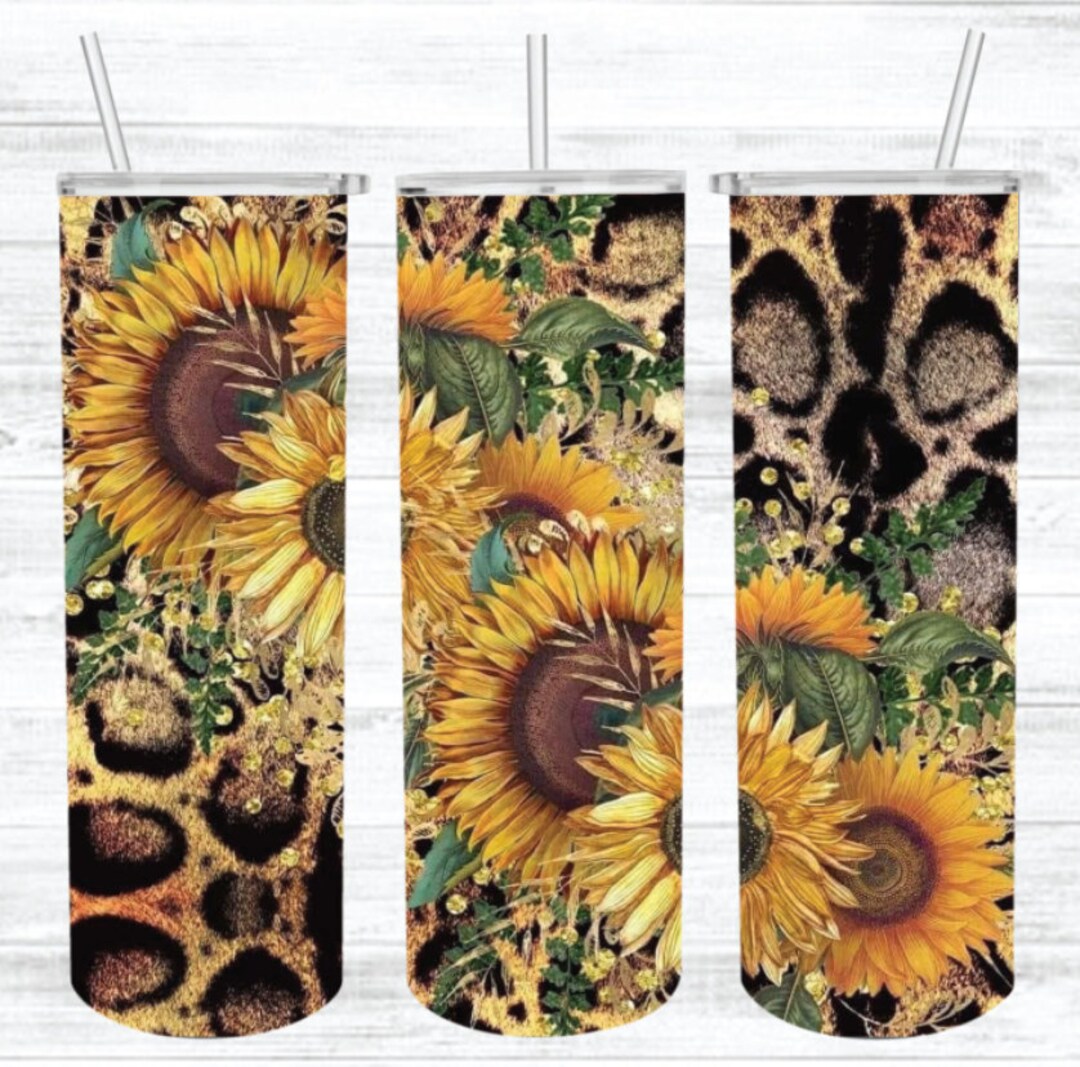 Sunflower and Cheetah Sublimation Tumbler, Customized Tumbler ...
