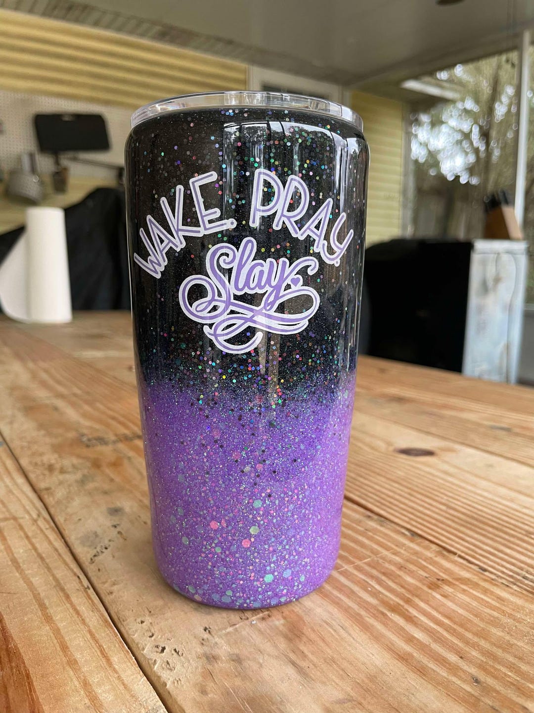 Wake Pray Slay Insulated Glitter Tumbler, Spiritual Gift, Customizable ...