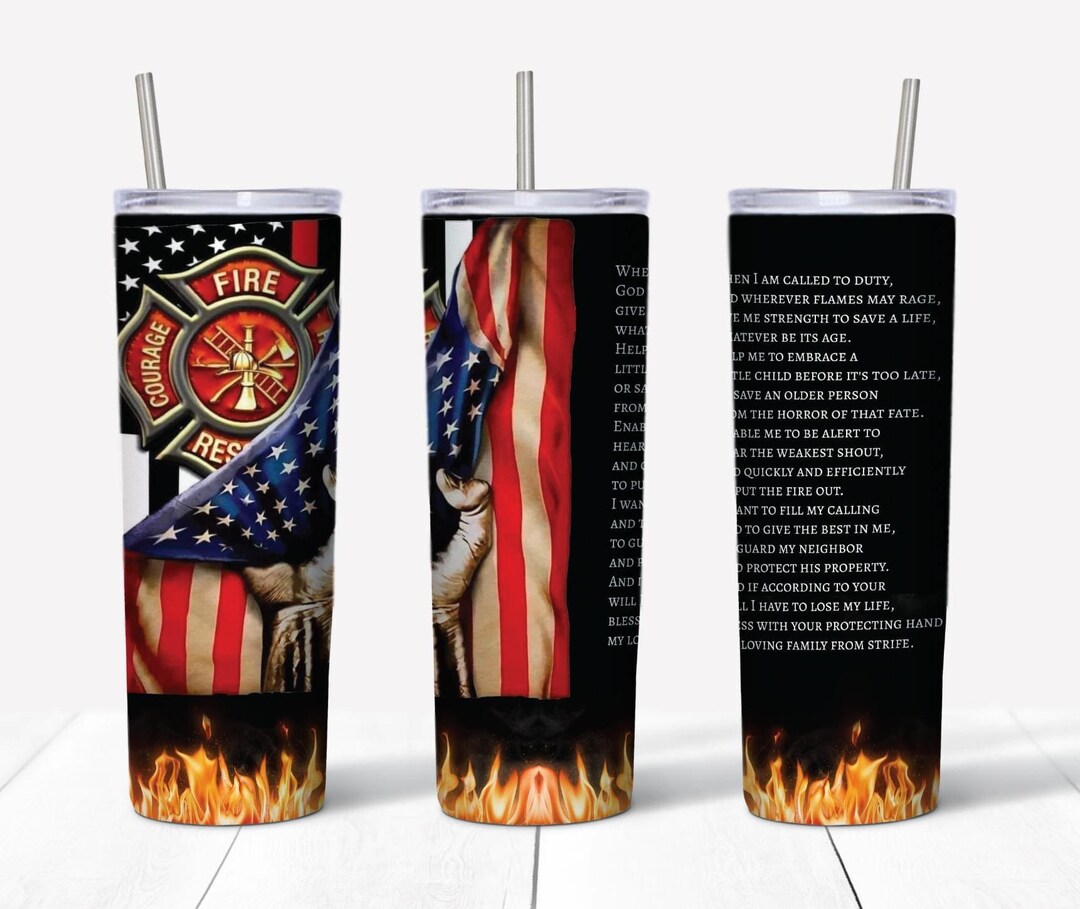 Insulated Firefighter Sublimation Tumbler, Firefighter Gift ...