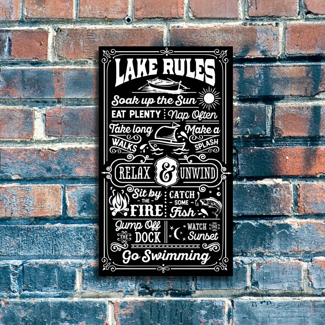 Lake Rules Sign, Cabin Sign, Funny Lake Gift, Funny Lake Sign, Lake ...