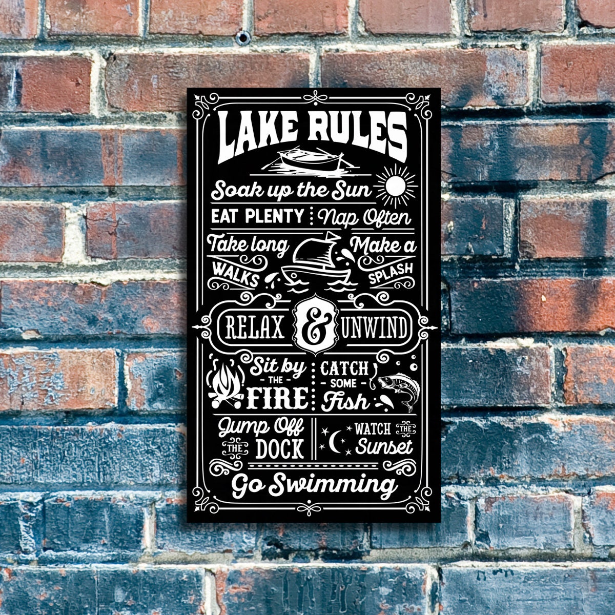 Lake Rules Sign, Cabin Sign, Funny Lake Gift, Funny Lake Sign, Lake ...