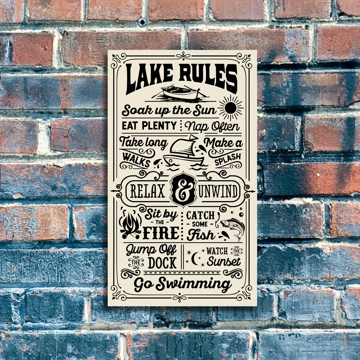 Lake Rules Sign, Cabin Sign, Funny Lake Gift, Funny Lake Sign, Lake ...