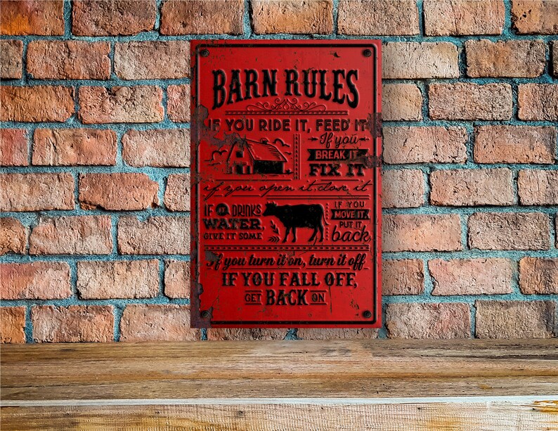 Barn Rules Composite Aluminum Sign, Funny Barn Decor Sign, Country ...