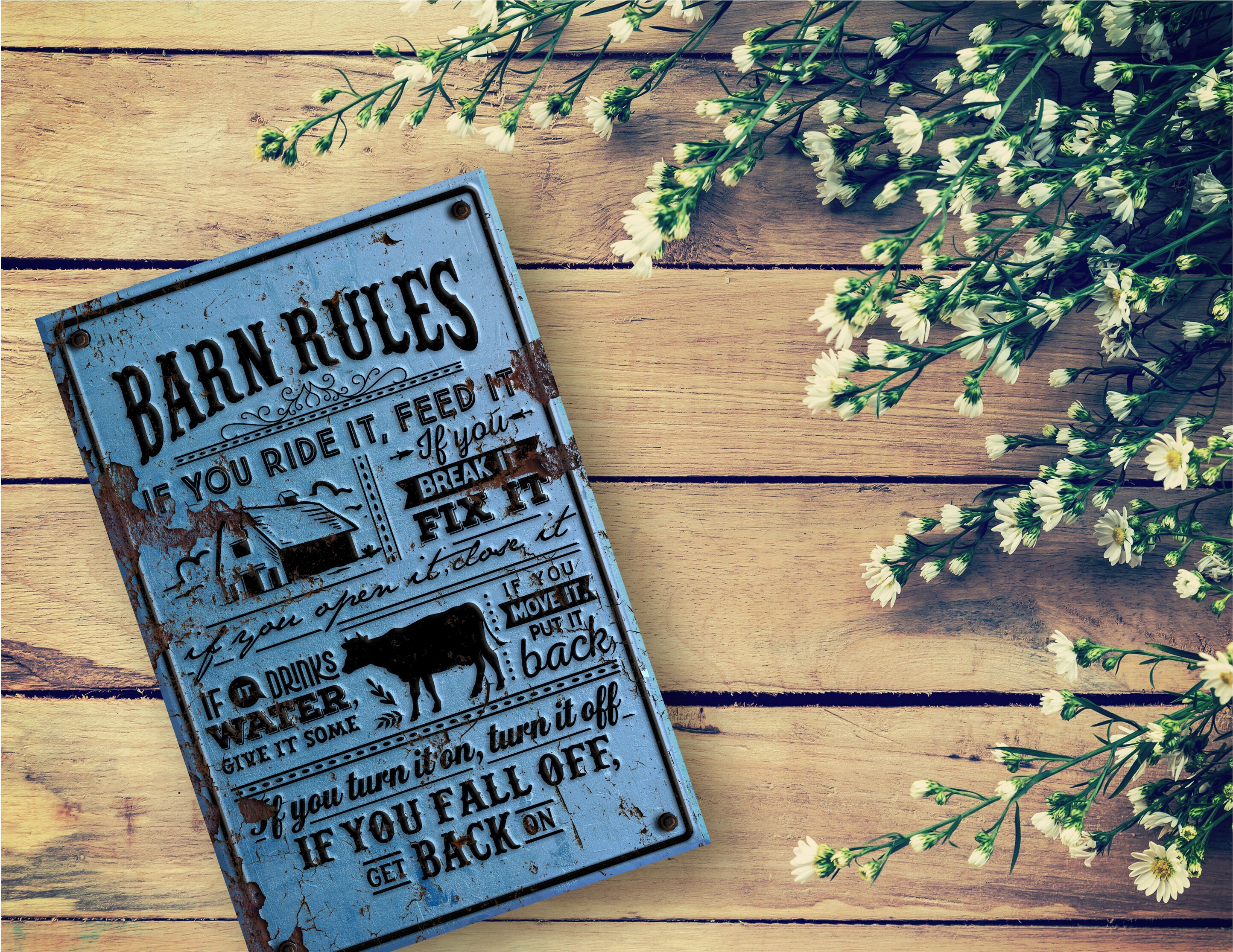 Barn Rules Composite Aluminum Sign, Funny Barn Decor Sign, Country ...