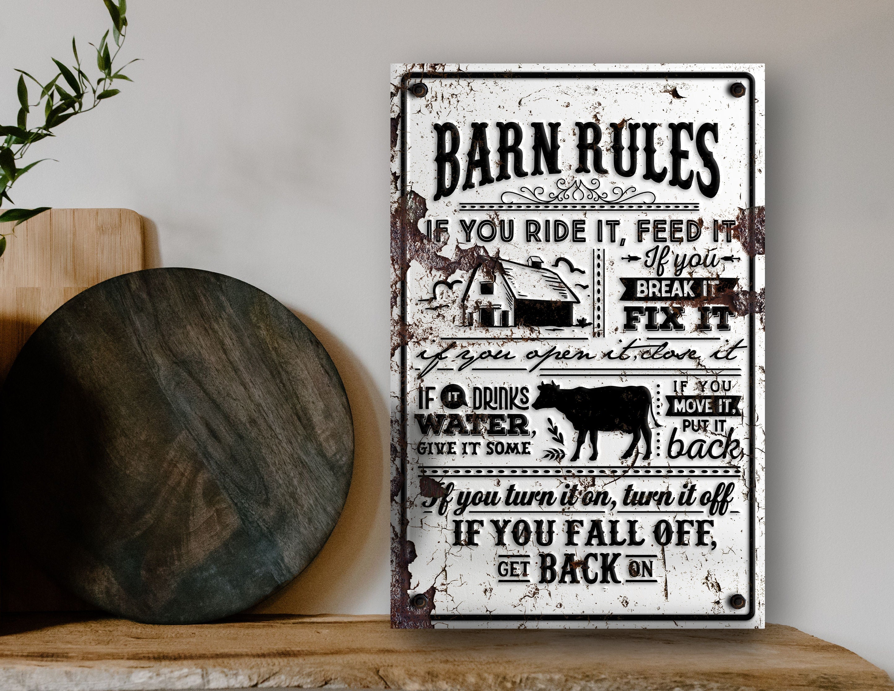 Barn Rules Composite Aluminum Sign, Funny Barn Decor Sign, Country ...