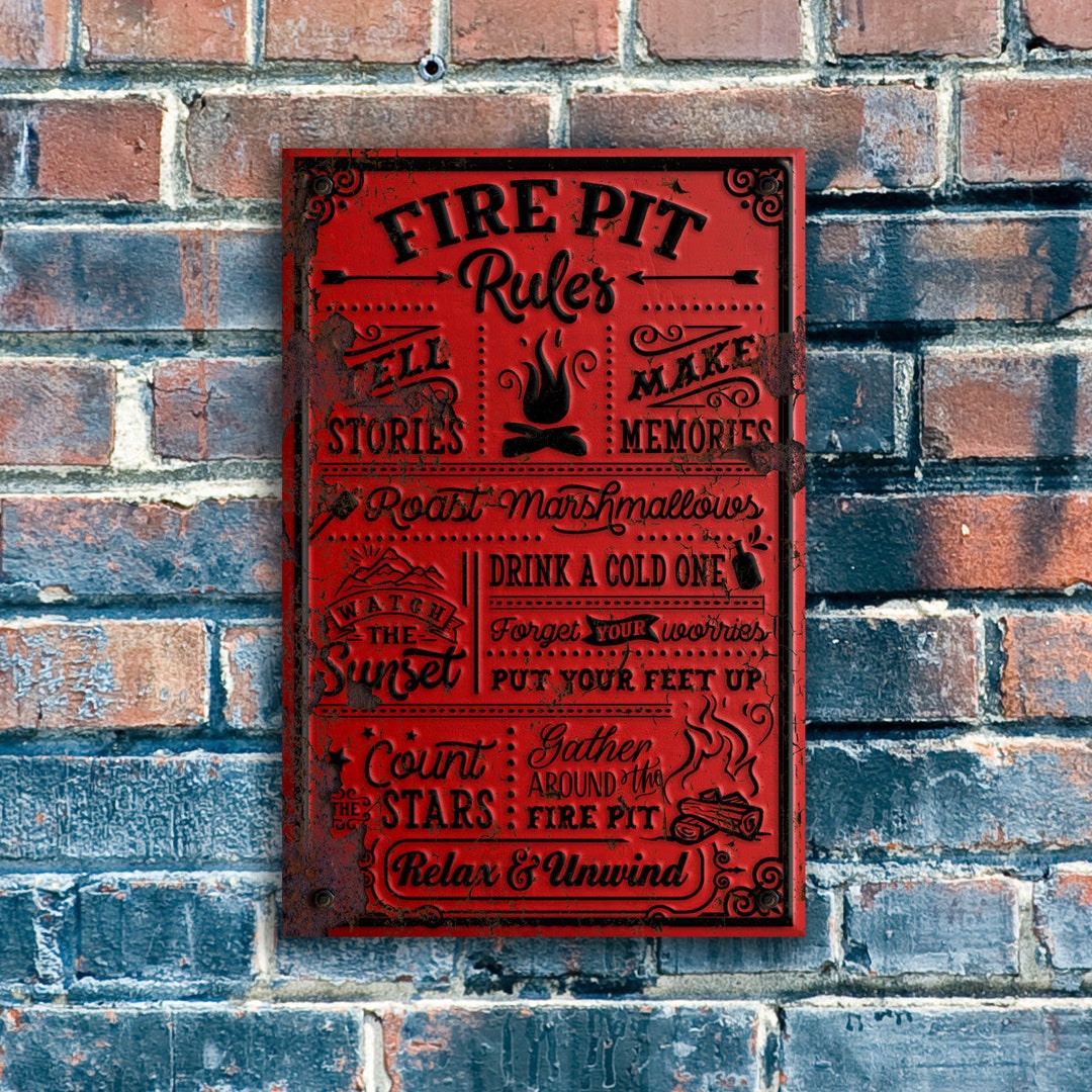 Firepit Rules Sign, Funny Firepit Sign, Firepit Decor, Outside Firepit ...