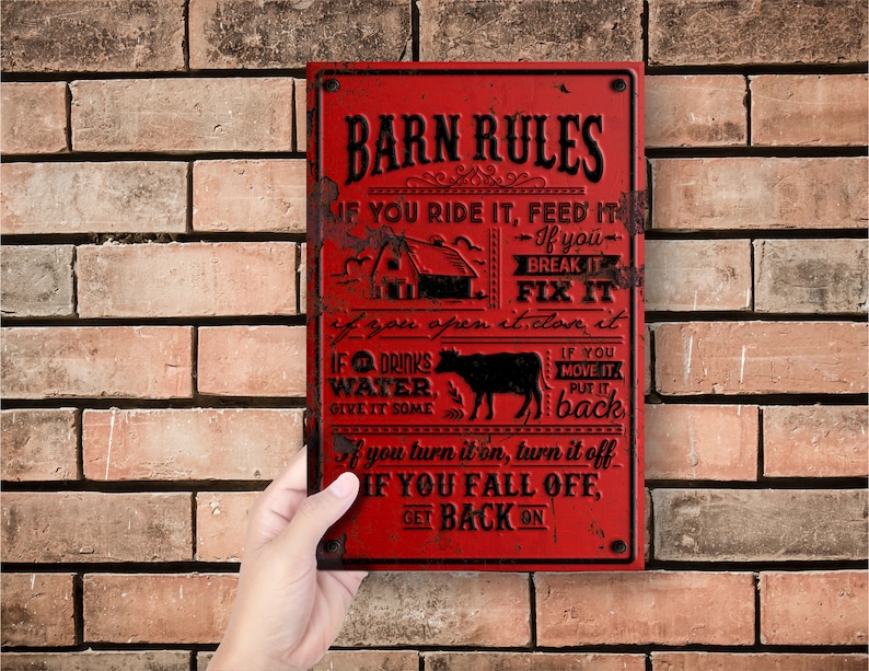 Barn Rules Composite Aluminum Sign, Funny Barn Decor Sign, Country ...
