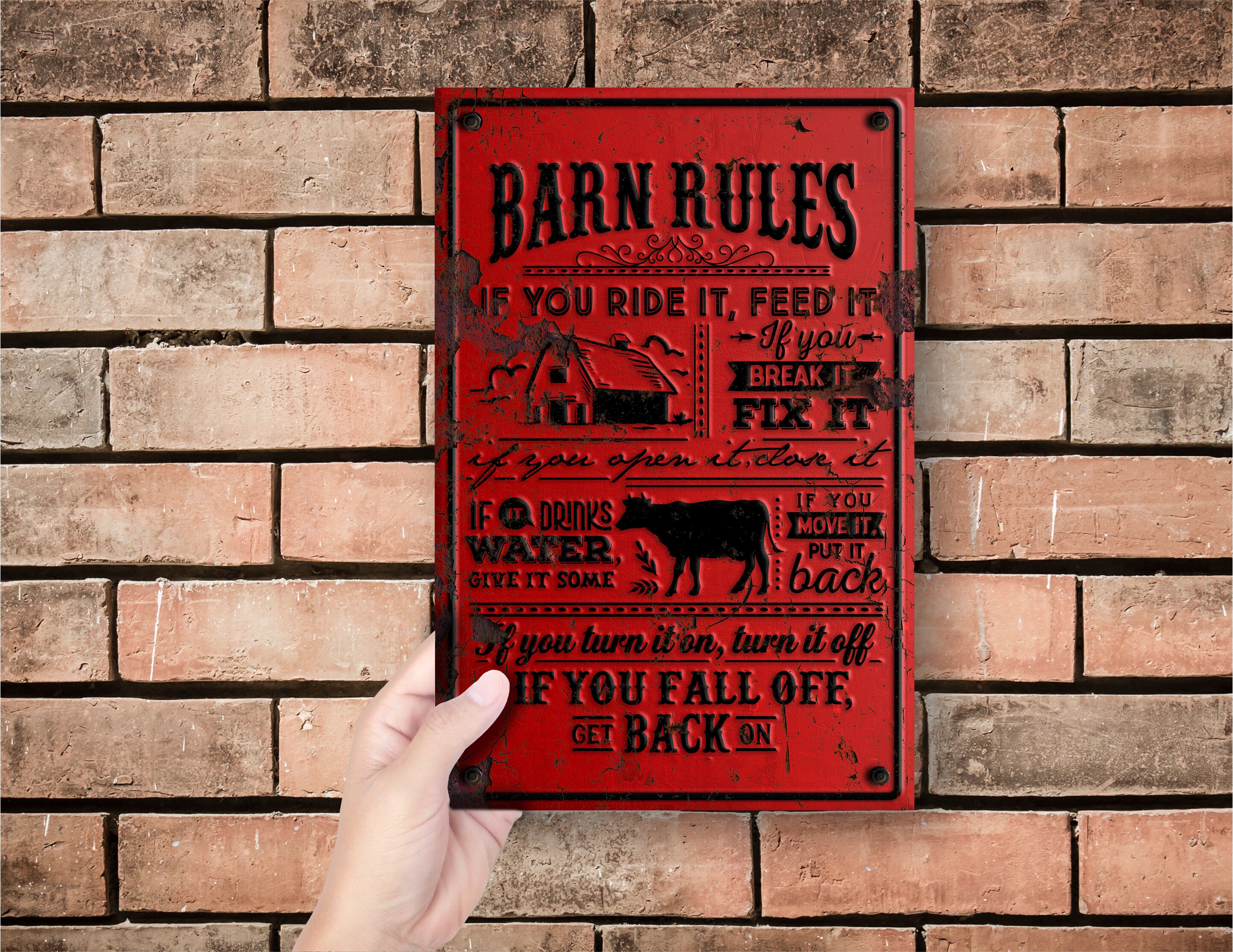 Barn Rules Composite Aluminum Sign, Funny Barn Decor Sign, Country ...