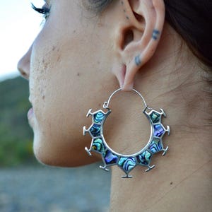 Mystic Shell Hoop Earrings, Paua Shell Hoop Jewelry - Etsy