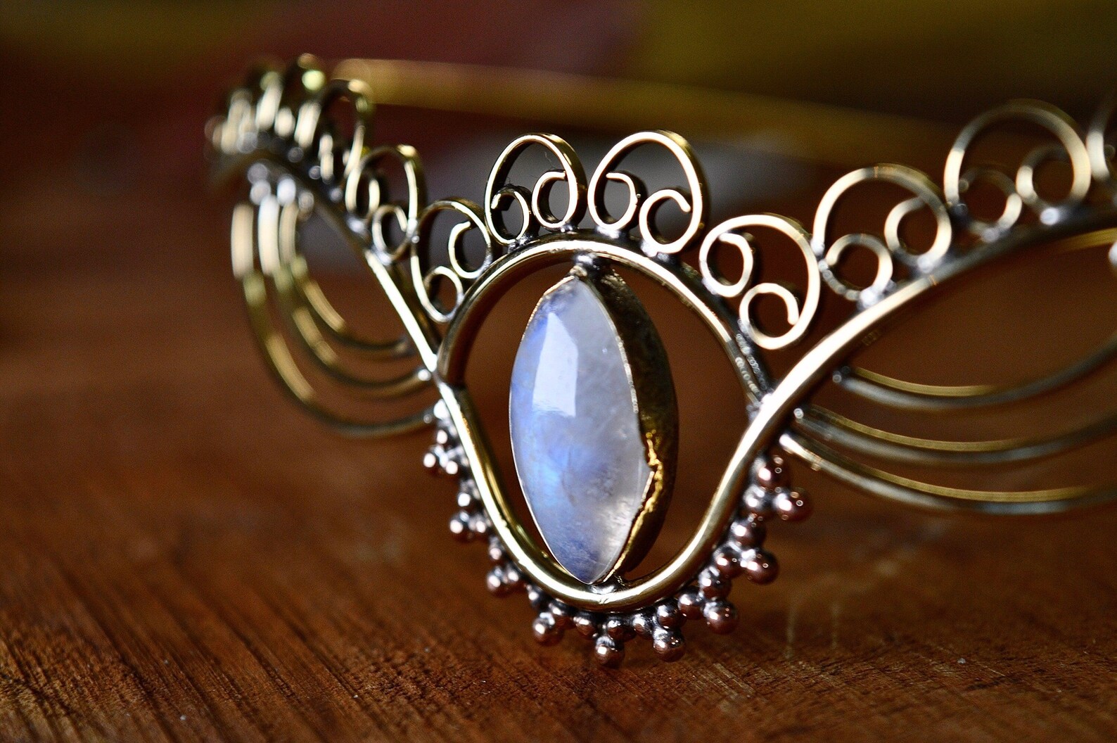 Brass & Moonstone Pixie Crown, Moonstone Headband for Her - Etsy