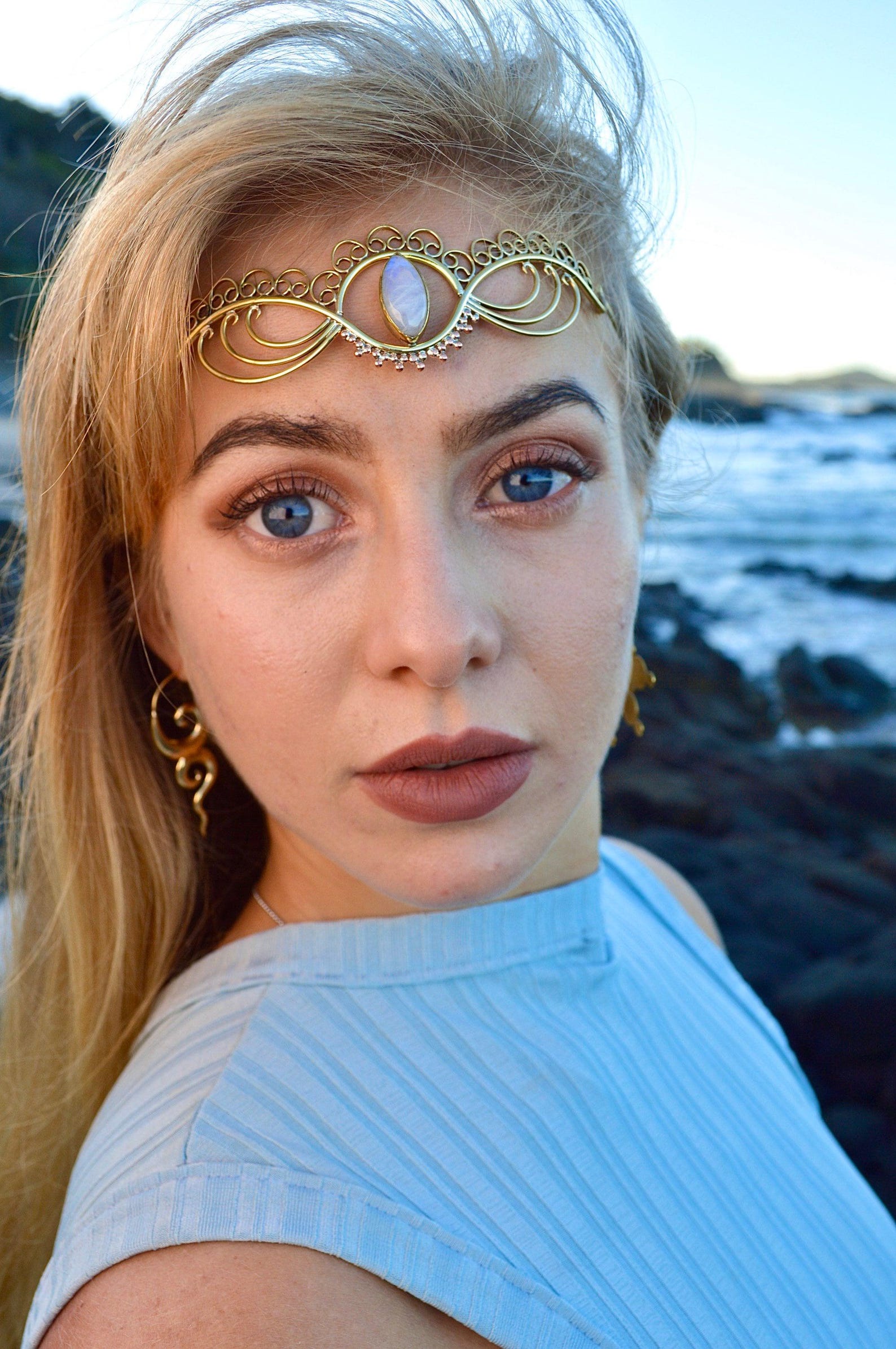 Brass & Moonstone Pixie Crown, Moonstone Headband for Her - Etsy