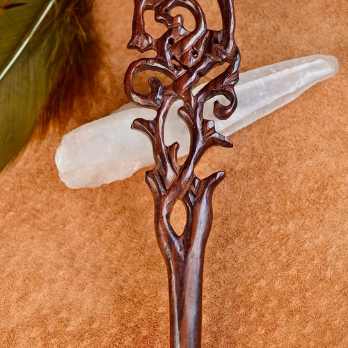 Hand Carved Wooden Hair Pins set of 3 - Etsy