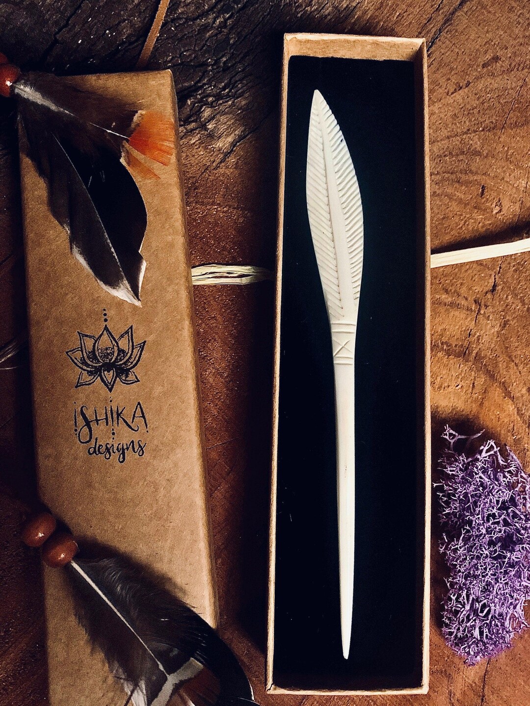 Bohemian Chic: Carved Bone Feather Hair Pin and Decorative Hair ...