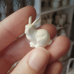Detailed Antique White Dollhouse Rabbit Figurines 1:12 Miniature Modern ...